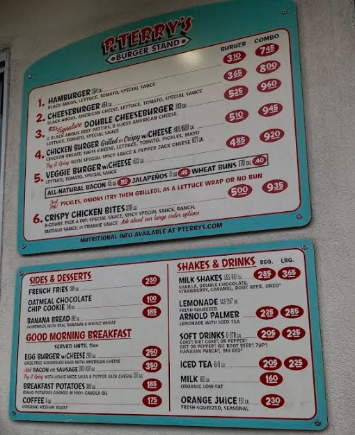 P. Terry's Burger Stand Restaurant Menu – Burgers, Fries, Breakfast ...