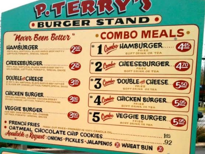 P. Terry's Burger Stand Restaurant Menu – Burgers, Fries, Breakfast ...